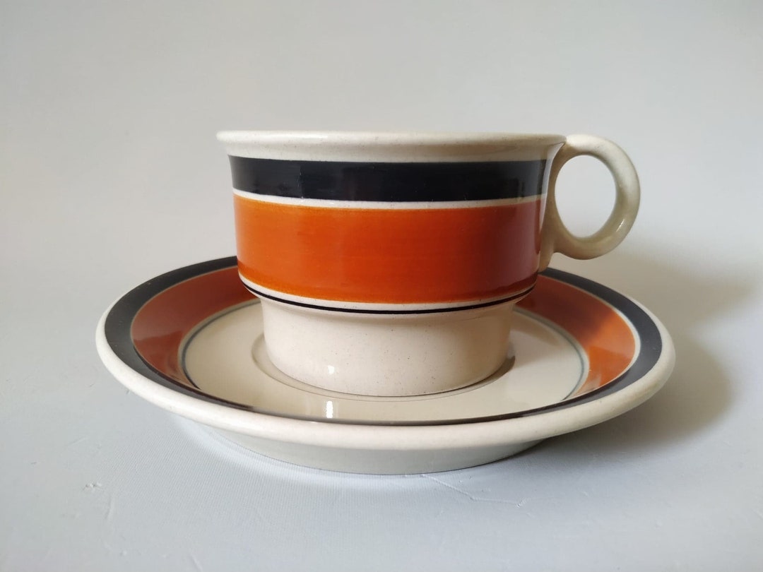 RANDA BANDA Höganäs Tea Cup & Saucer Höganäs Keramik Sweden 1956-1967 ...