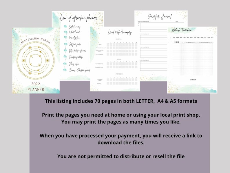 Manifestation Journal, Mindfulness Journal, Law of Attraction Printable ...