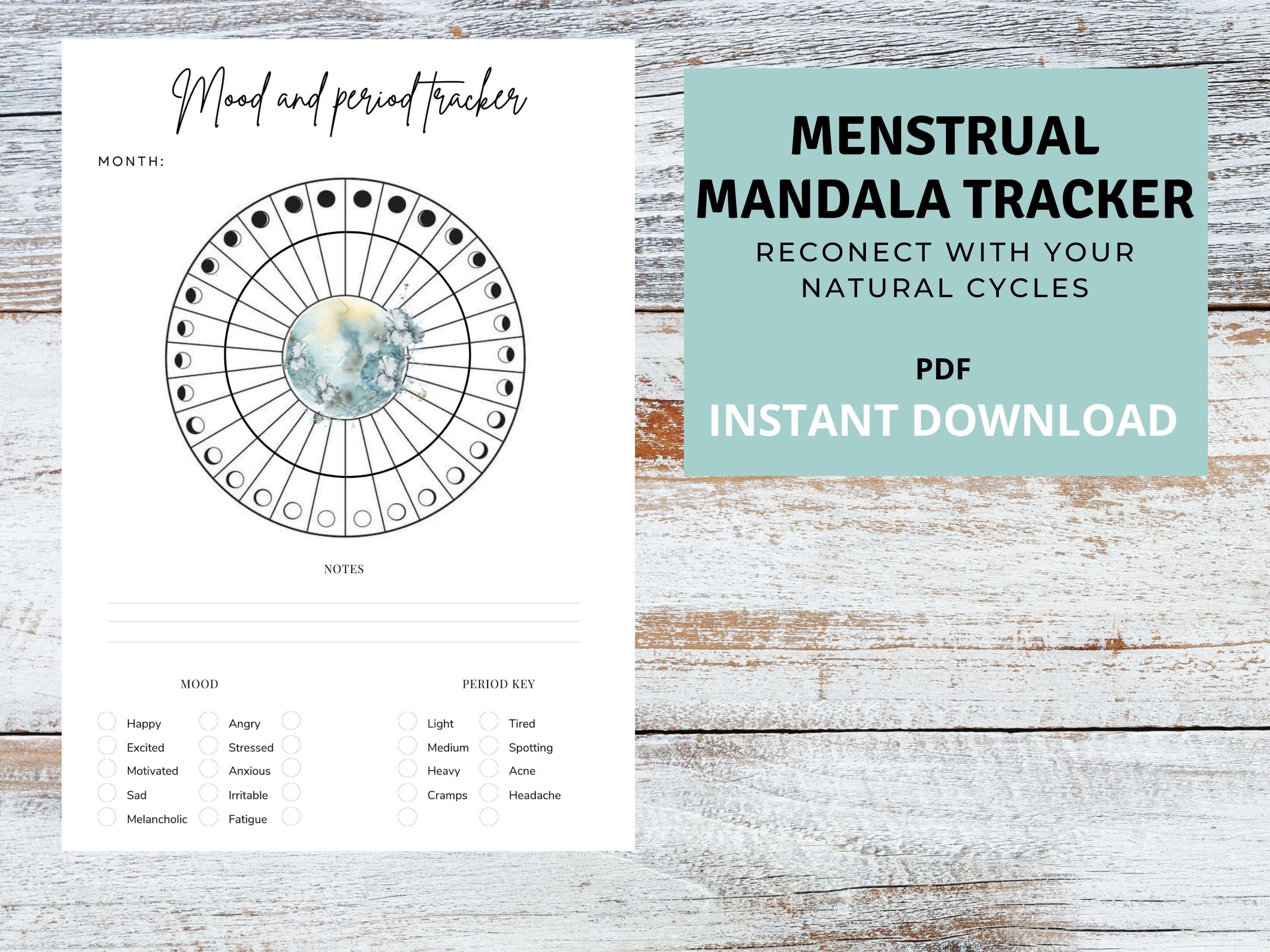 Period Tracker Printable, Mood Tracker, Menstrual Journal, Menstrual ...