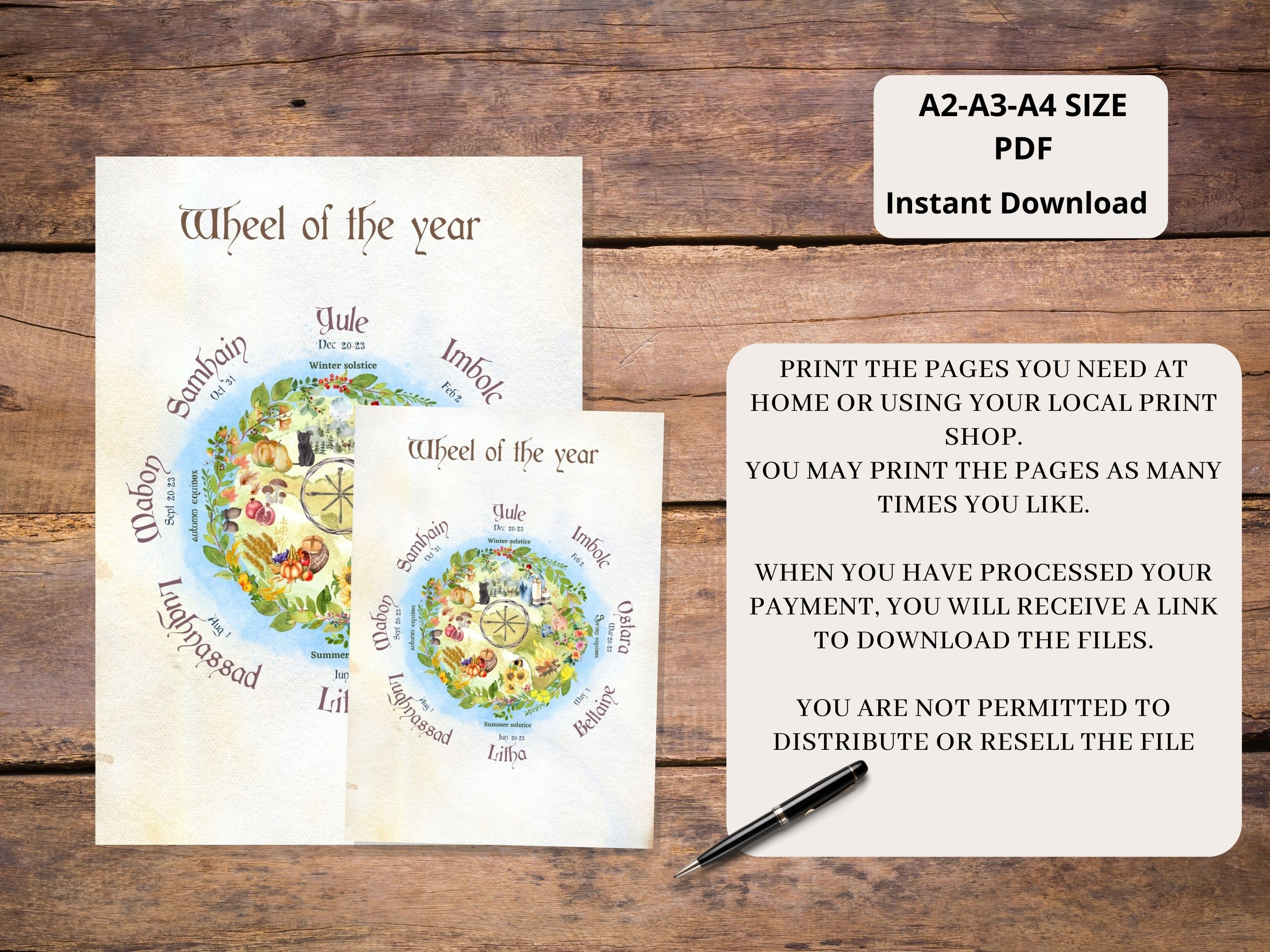 Wheel of the Year Printable Witch Calendar 2022 Wiccan - Etsy