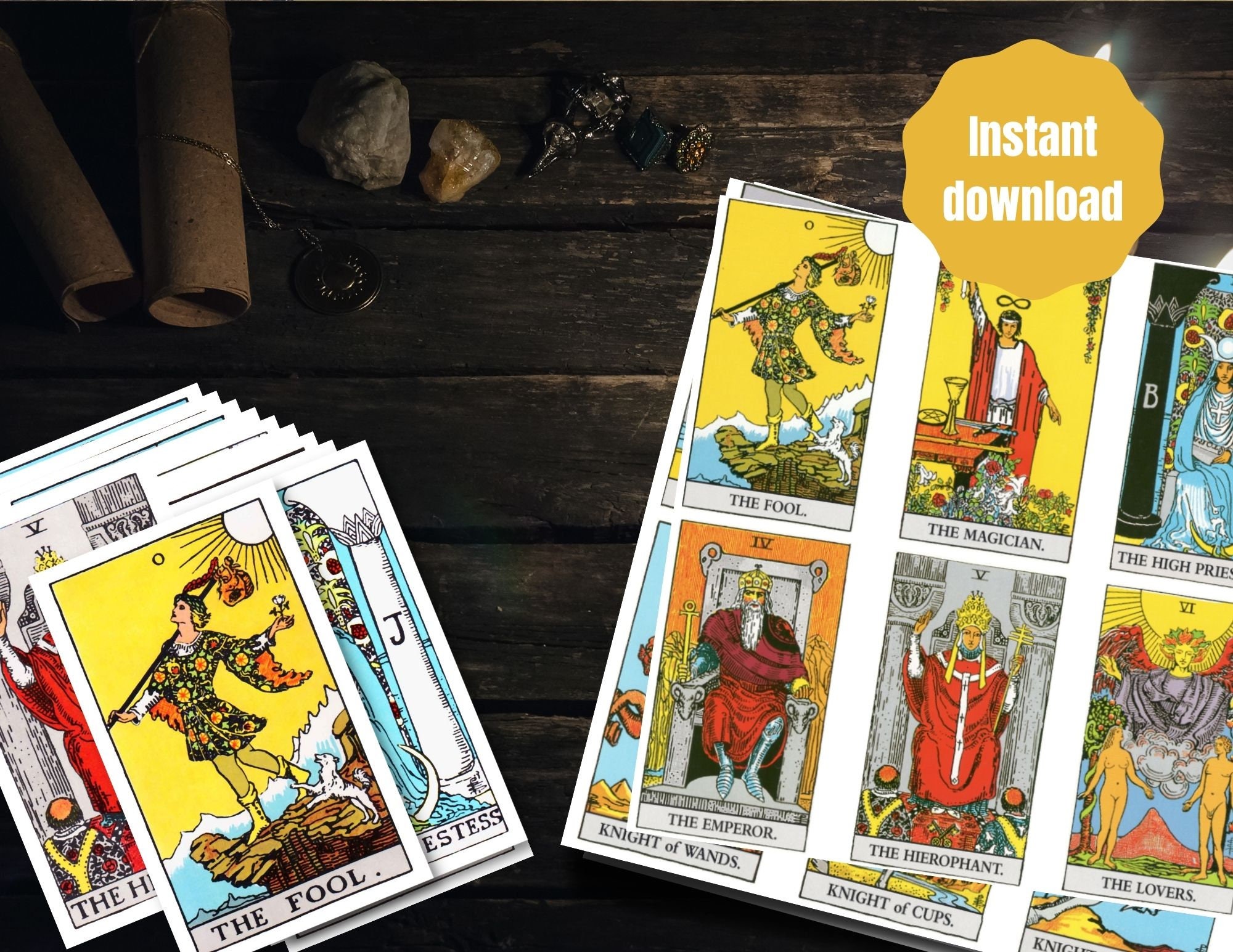 Printable Tarot Deck With Tarot Card Box, Rider Waite Tarot Cards, All ...