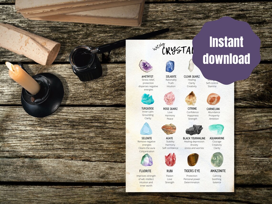 Crystal and Stone Chart Printable for Book of Shadows - Etsy