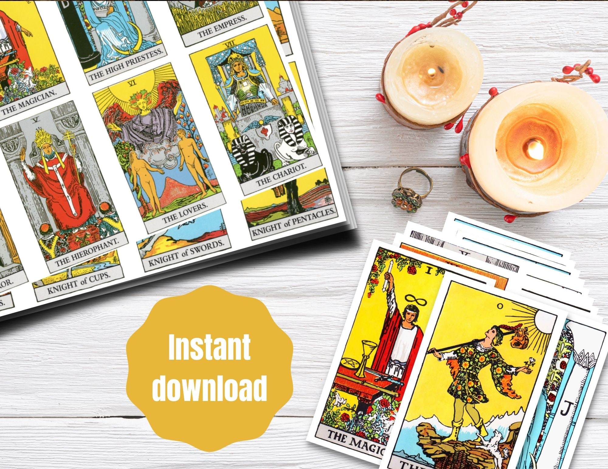 Printable Tarot Deck With Tarot Card Box, Rider Waite Tarot Cards, All ...