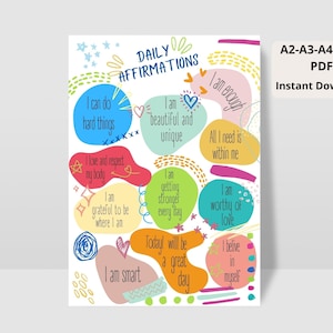 Positive Affirmation Wall Decor, Daily Affirmations Poster ...