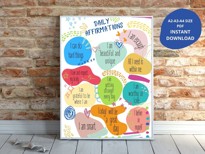 Positive Affirmation Wall Decor, Daily Affirmations Poster ...