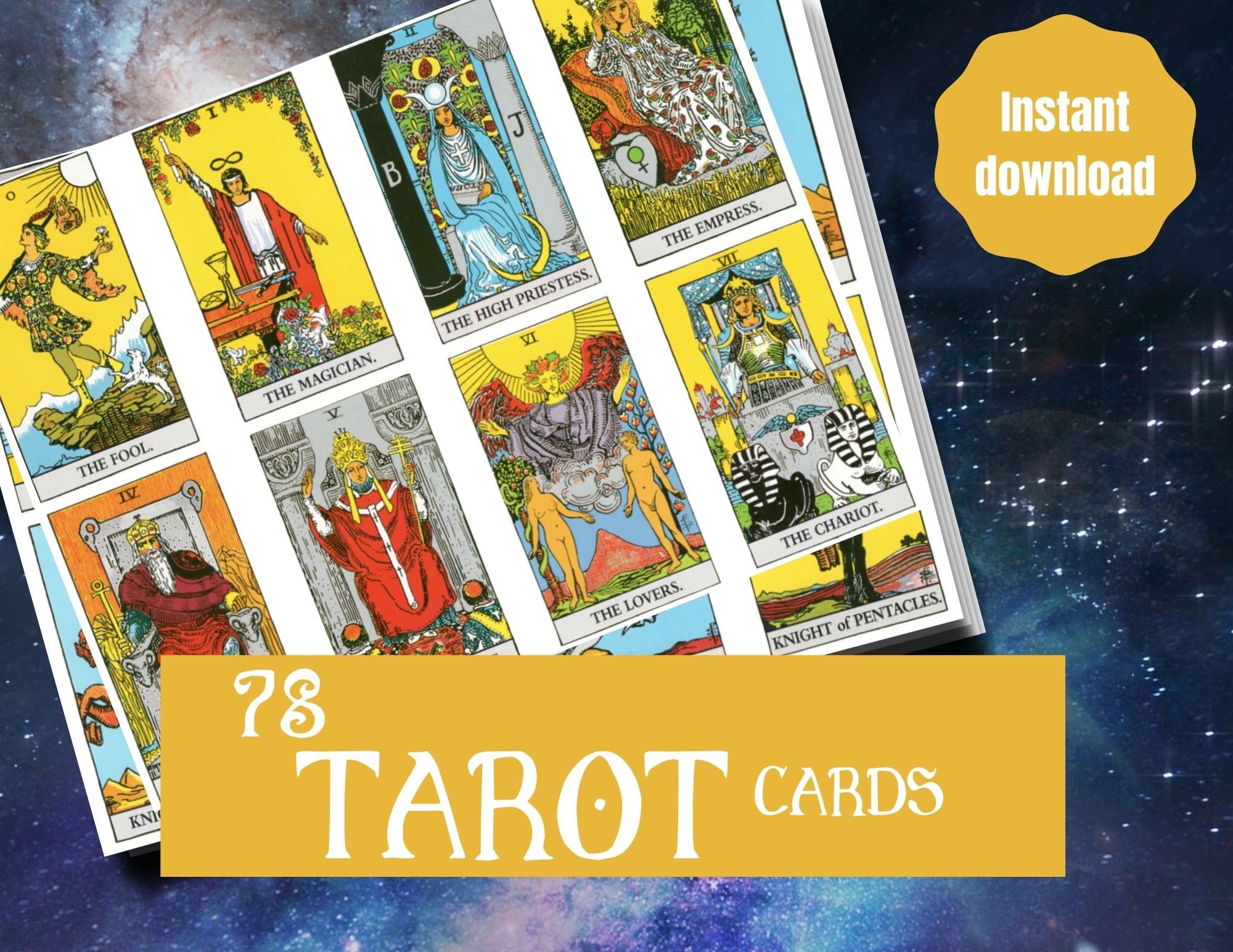 Printable Tarot Deck With Tarot Card Box, Rider Waite Tarot Cards, All ...