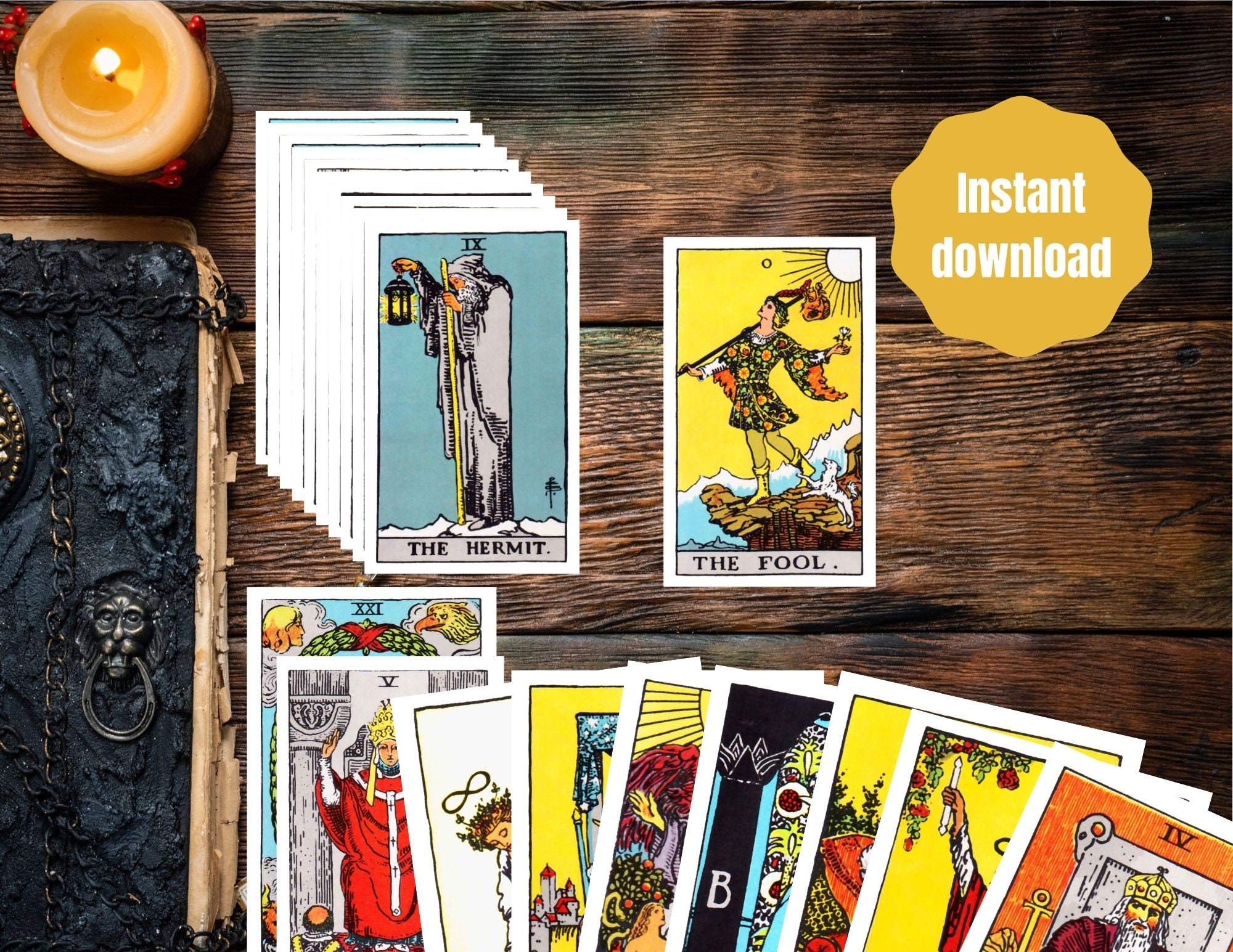 Printable Tarot Deck With Tarot Card Box, Rider Waite Tarot Cards, All ...