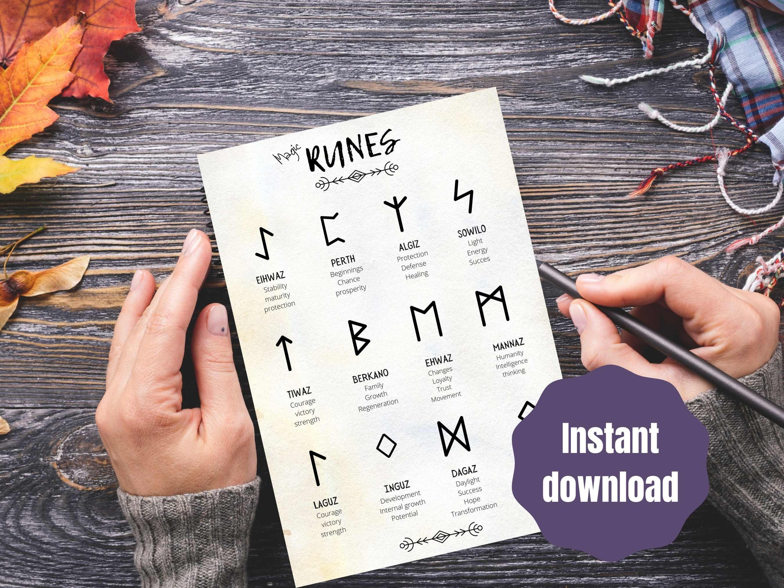 Rune Stones Cheat Sheet for Witch Planner, Book of Shadows Printable ...