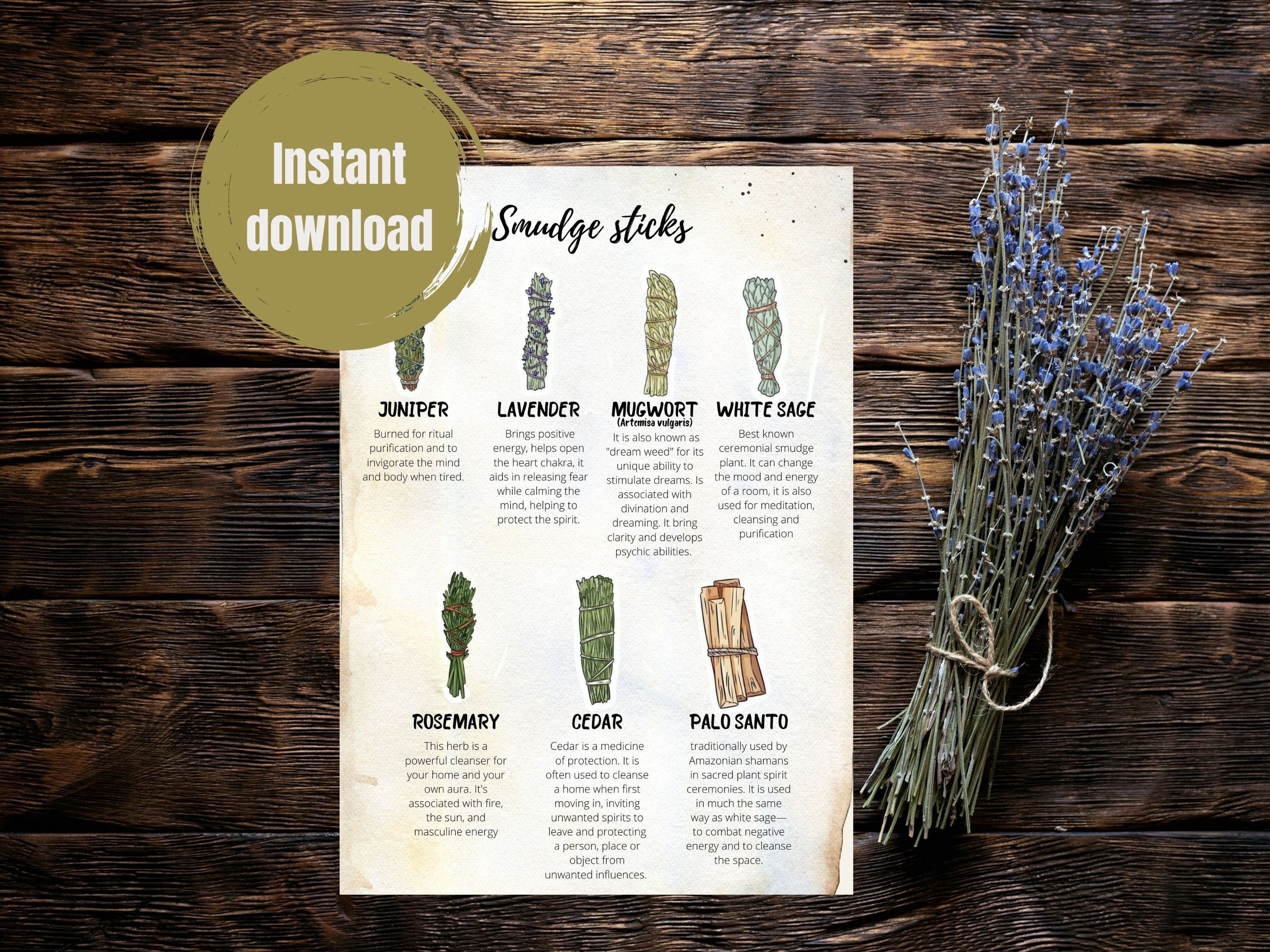 Smudge Stick Instructions for Spell Book, White Sage, Palo Santo, Stick ...