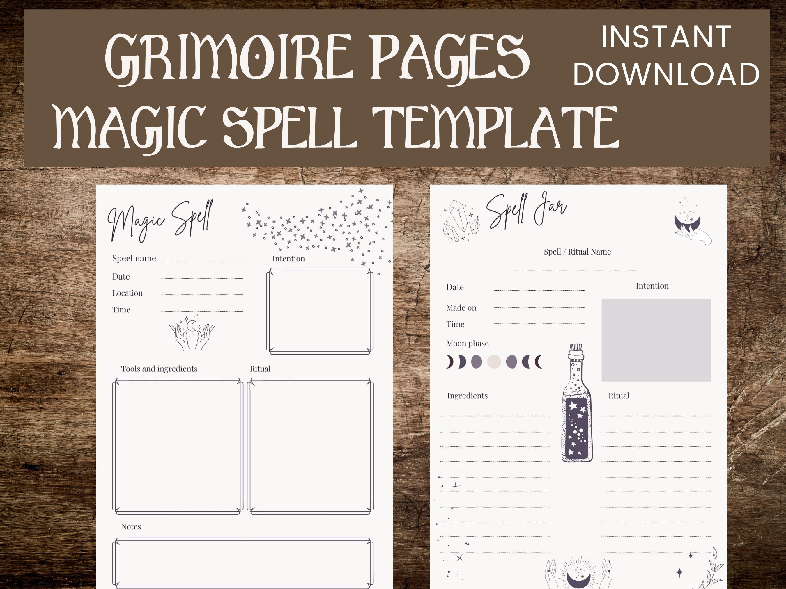 Spell Jar Printable Page, Witchcraft Supplies for Book of Shadows or ...