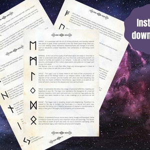 Rune Stones Cheat Sheet for Witch Planner, Book of Shadows Printable ...