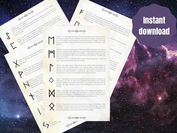 Rune Magic Stones Cheat Sheet for Witch Planner Book of - Etsy Australia