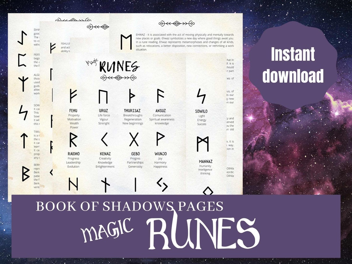 Rune Stones Cheat Sheet for Witch Planner Book of Shadows - Etsy