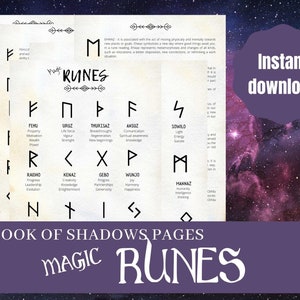 Rune Stones Cheat Sheet for Witch Planner, Book of Shadows Printable ...