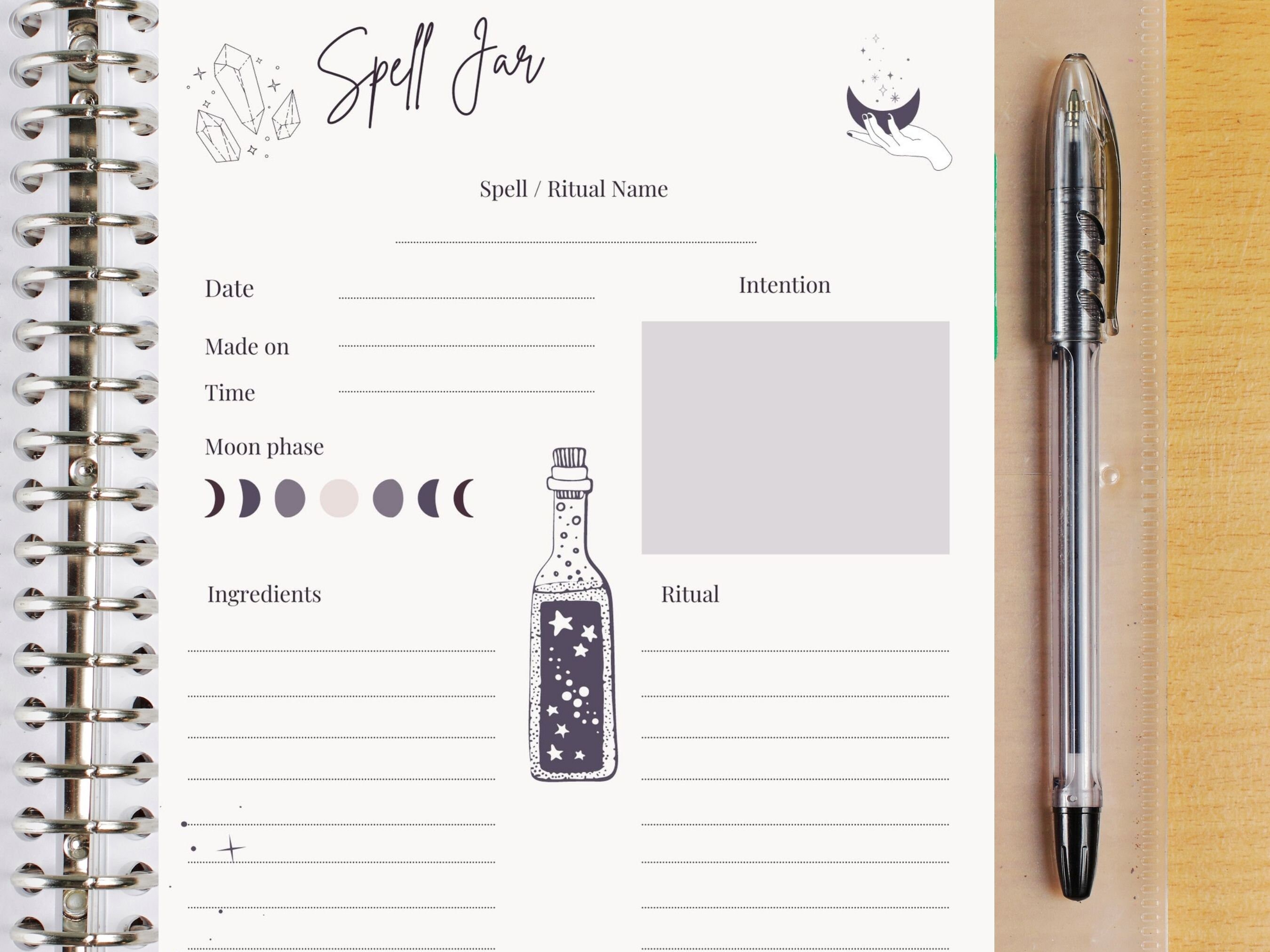 Spell Jar Printable Page Witchcraft Supplies for Book of - Etsy