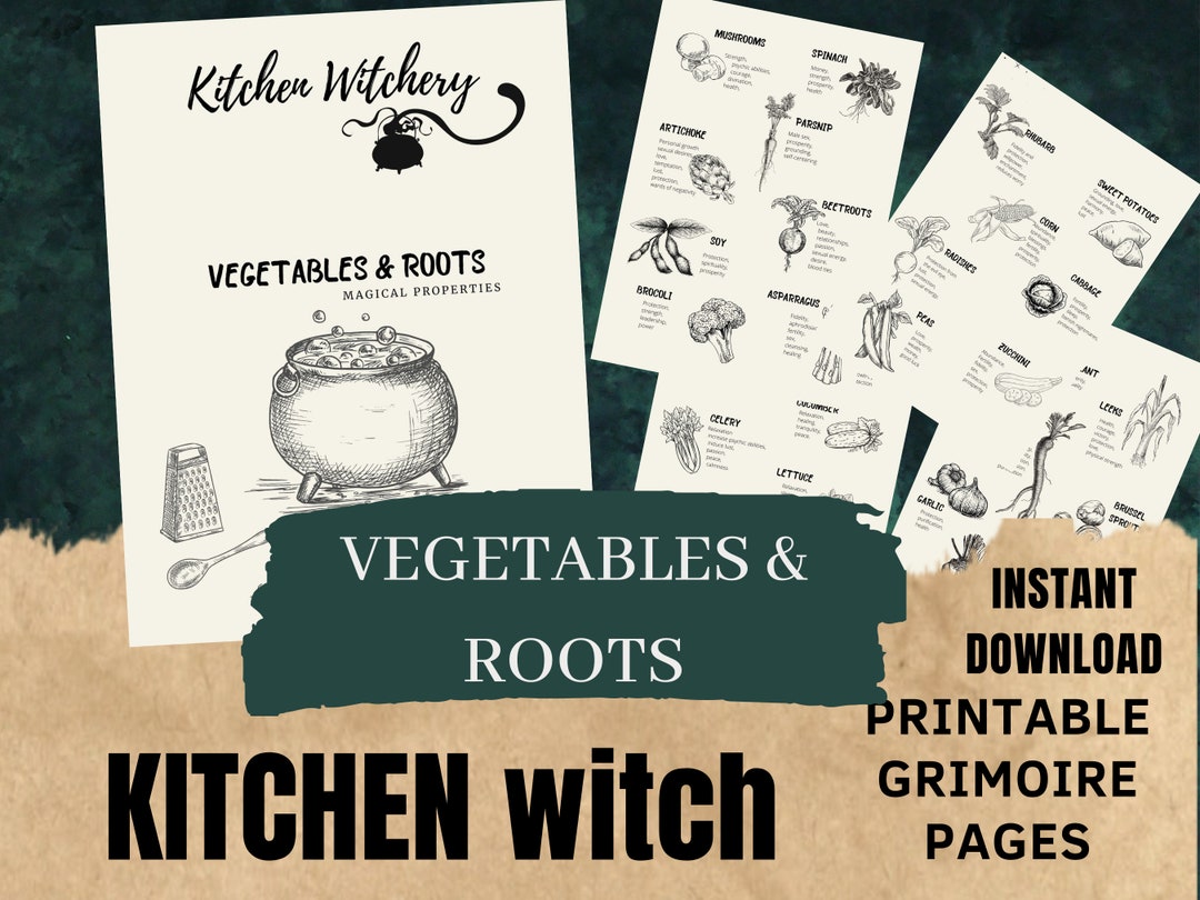Kitchen Witch Herbs and Vegetables, Grimoire Printables for Beginner ...