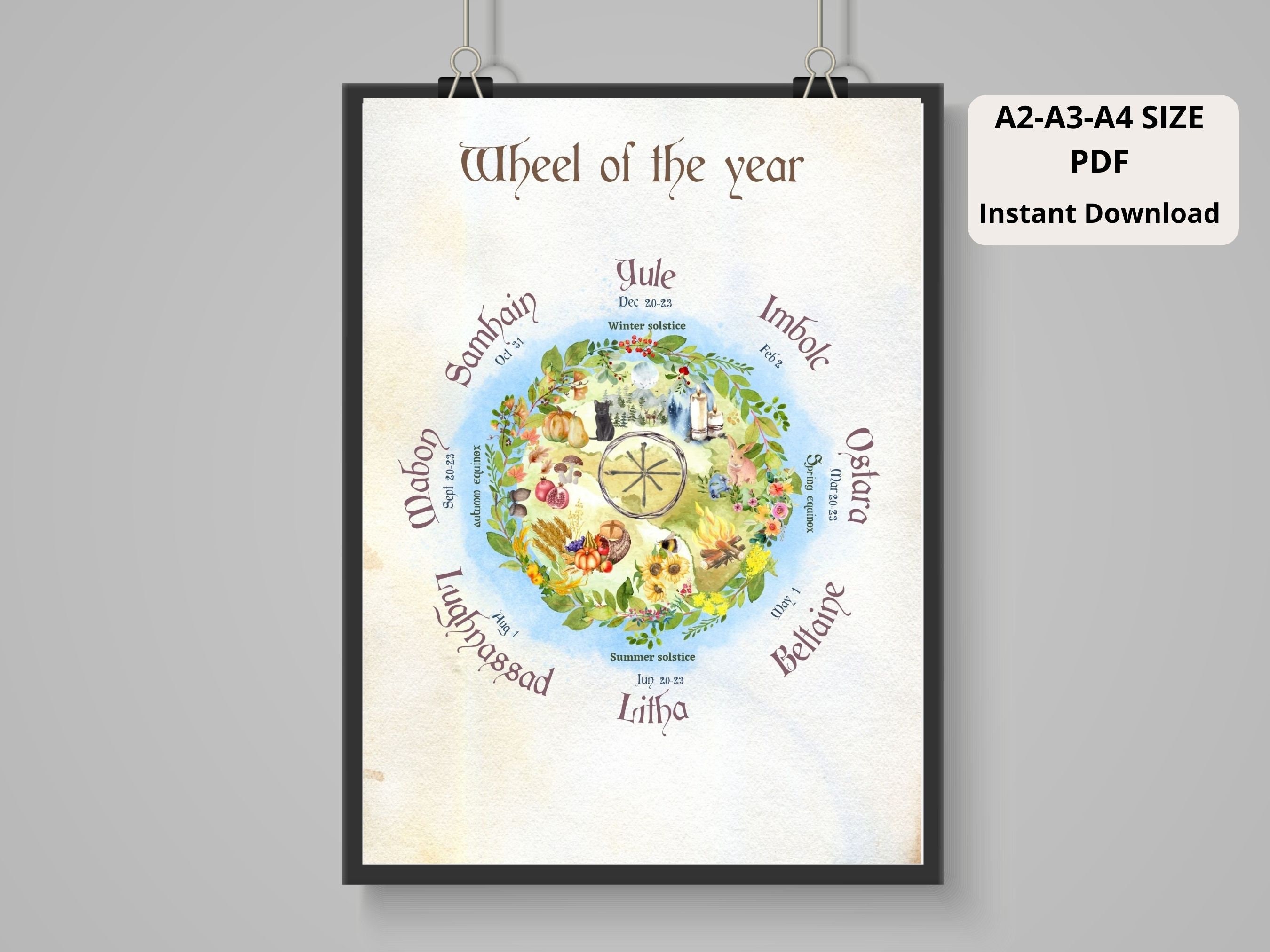 Wheel of the Year Printable Witch Calendar 2022 Wiccan - Etsy