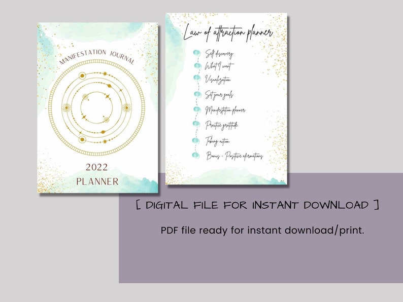 Manifestation Journal, Mindfulness Journal, Law of Attraction Printable ...