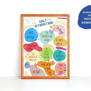 Positive Affirmation Wall Decor, Daily Affirmations Poster ...