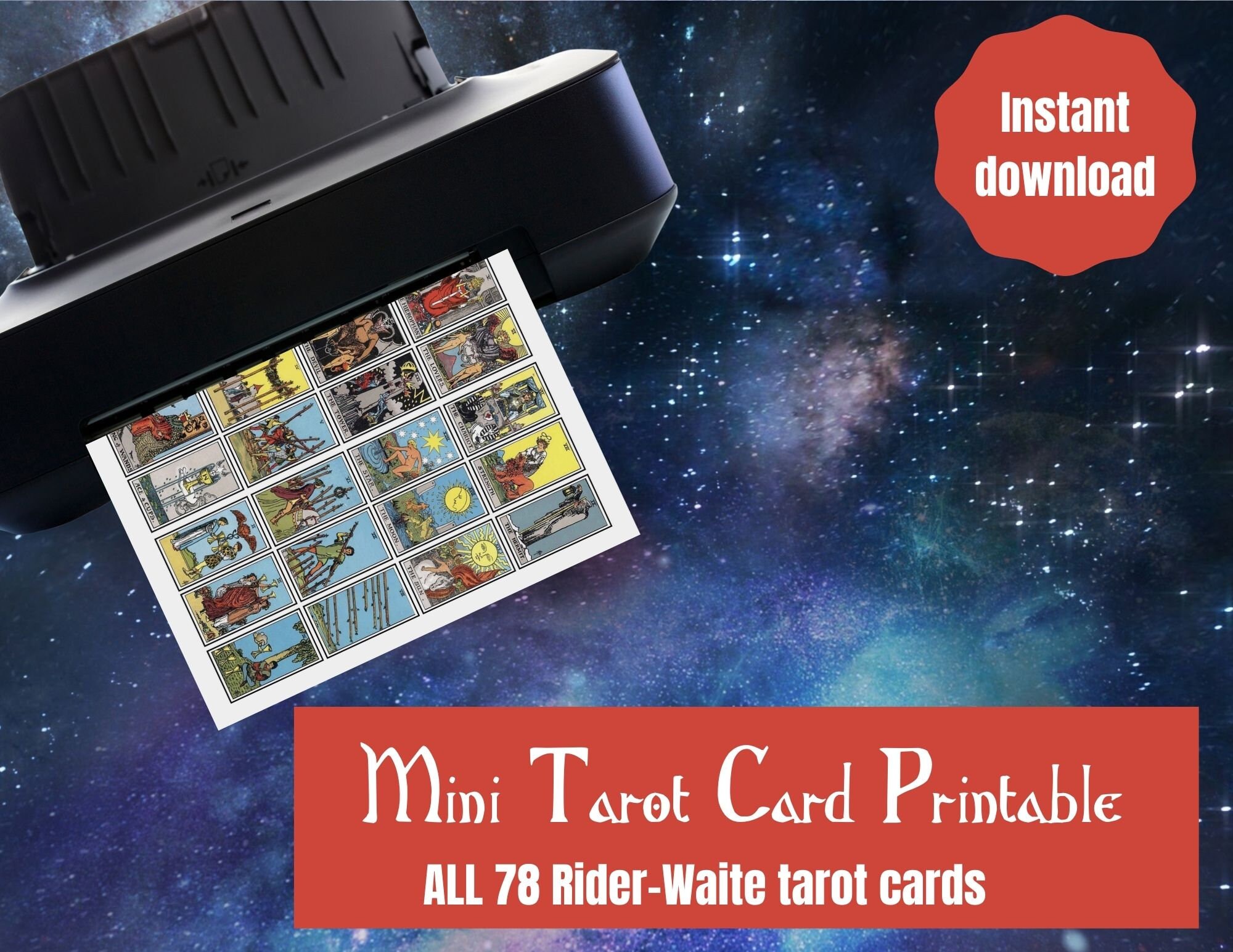 Printable Tarot Cards Deck, Tarot Stickers, Rider Waite Mini Tarot Deck ...