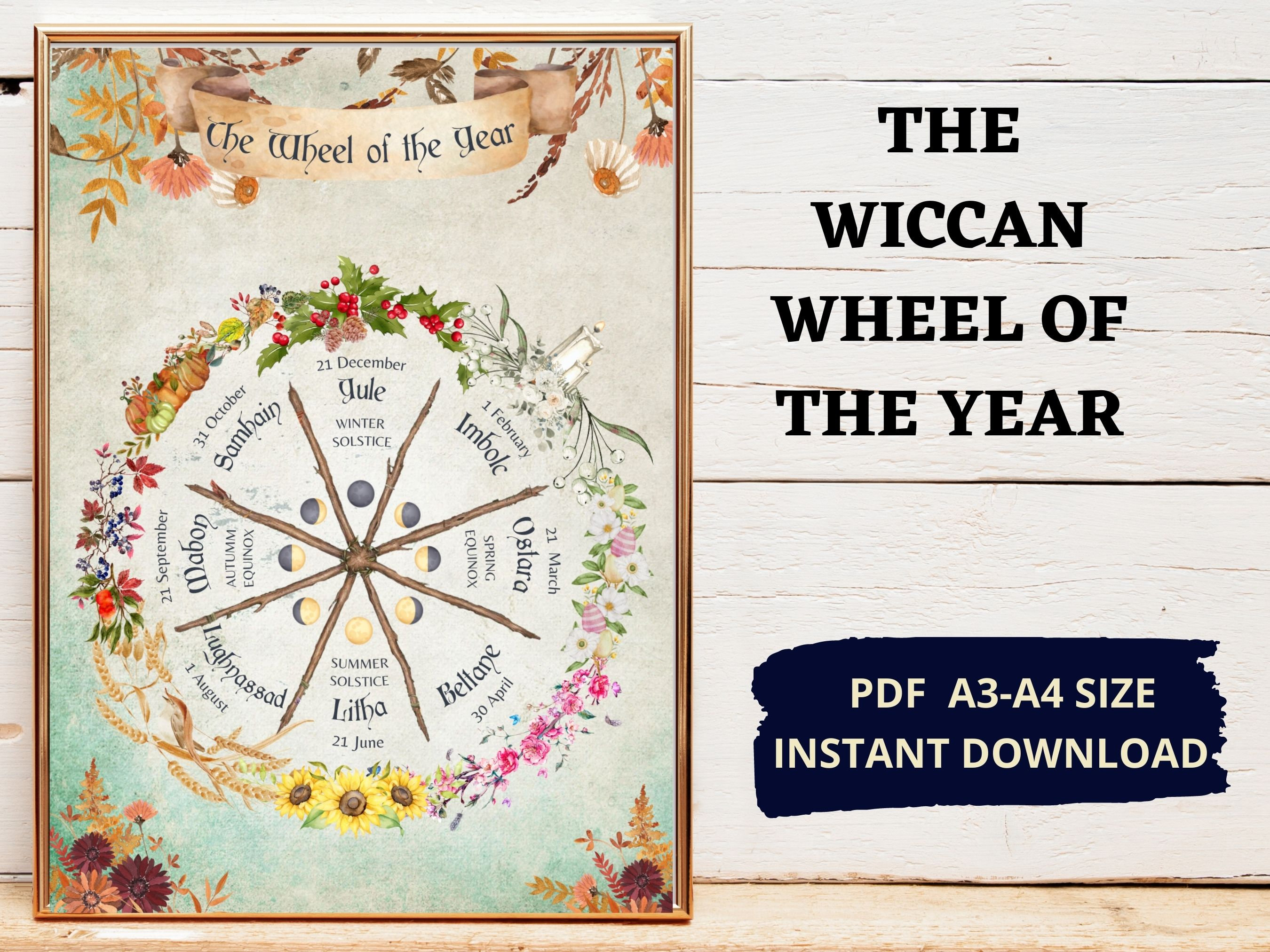 Wheel of the Year 2023, Printable Wall Art, Book of Shadows, Witch ...