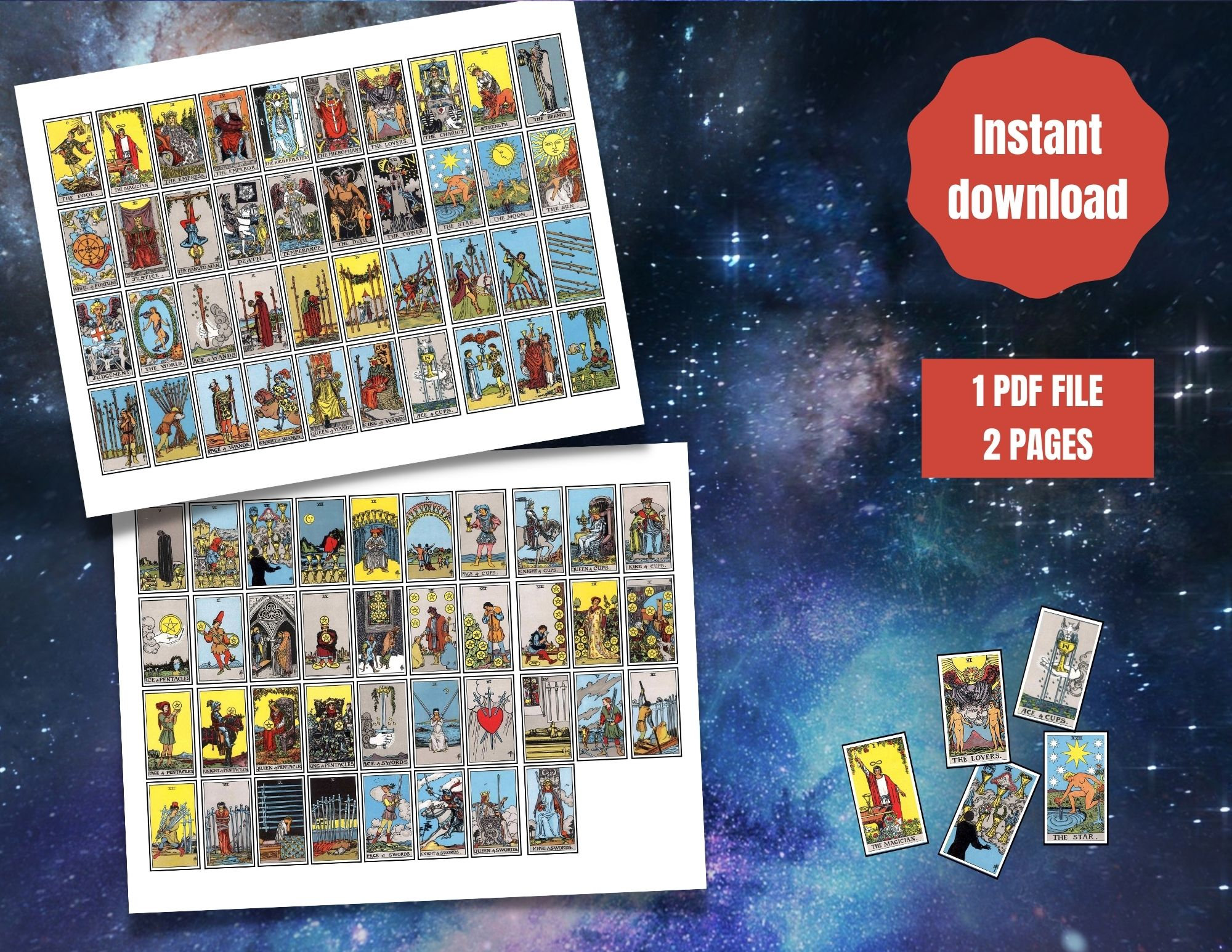 Printable Tarot Cards Deck, Tarot Stickers, Rider Waite Mini Tarot Deck ...