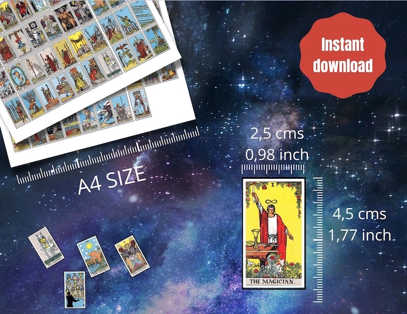 Printable Tarot Cards Deck, Tarot Stickers, Rider Waite Mini Tarot Deck ...