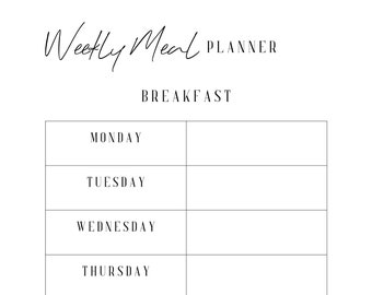 Printable Meal Planner Template Outlining Breakfast, Lunch, and Dinner ...