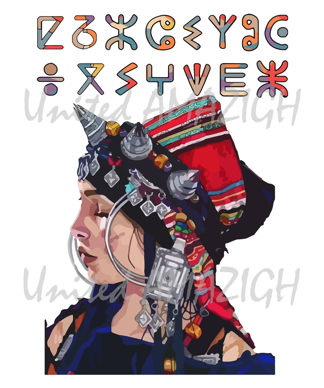 Berbers Amazigh Tattoo Symbols: Africa Afro Hairstyle Art for Cultural ...