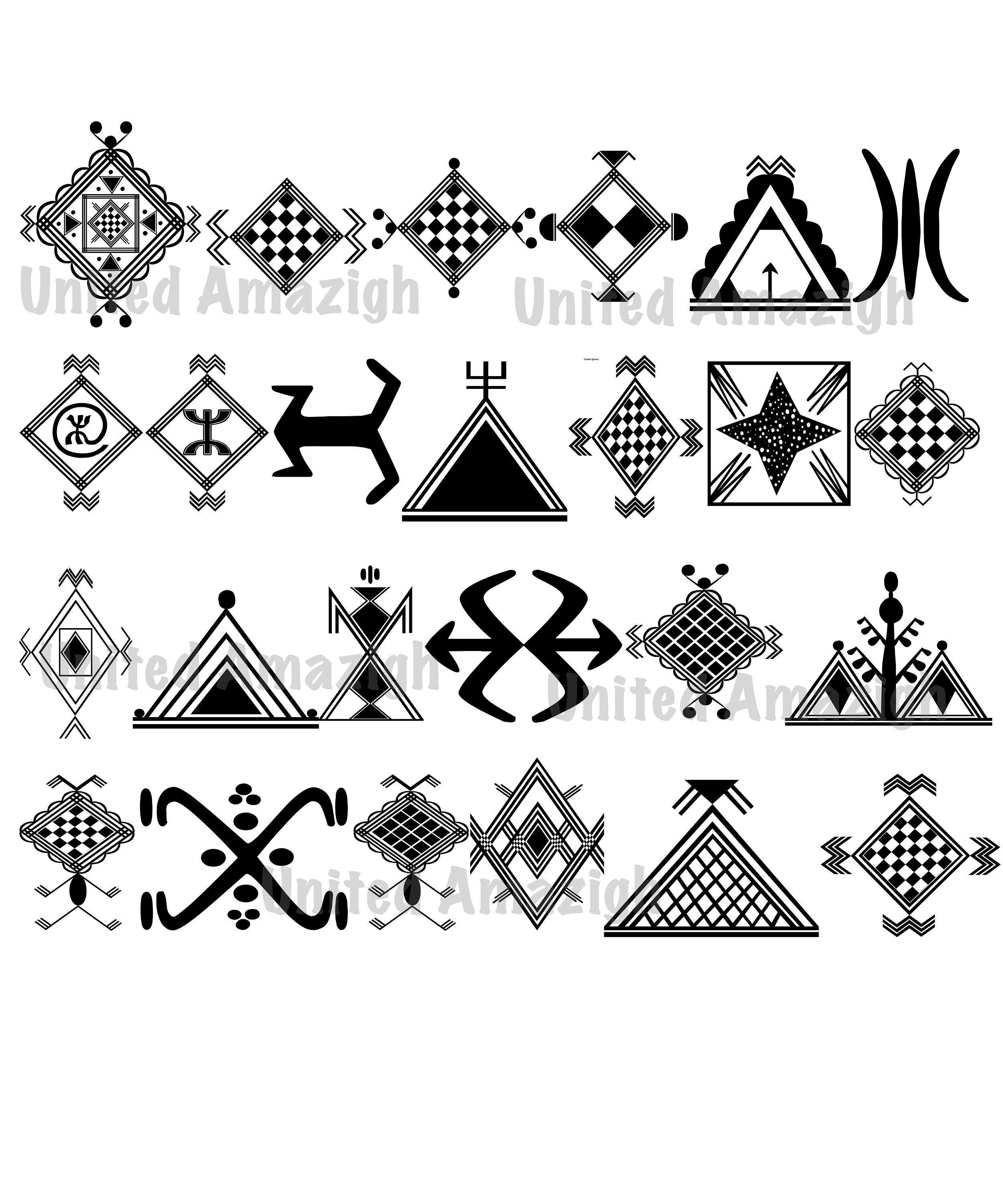 Berber Tattoo Symbols. Berber Tattoos. Amazigh Tribal Pattern (digital ...