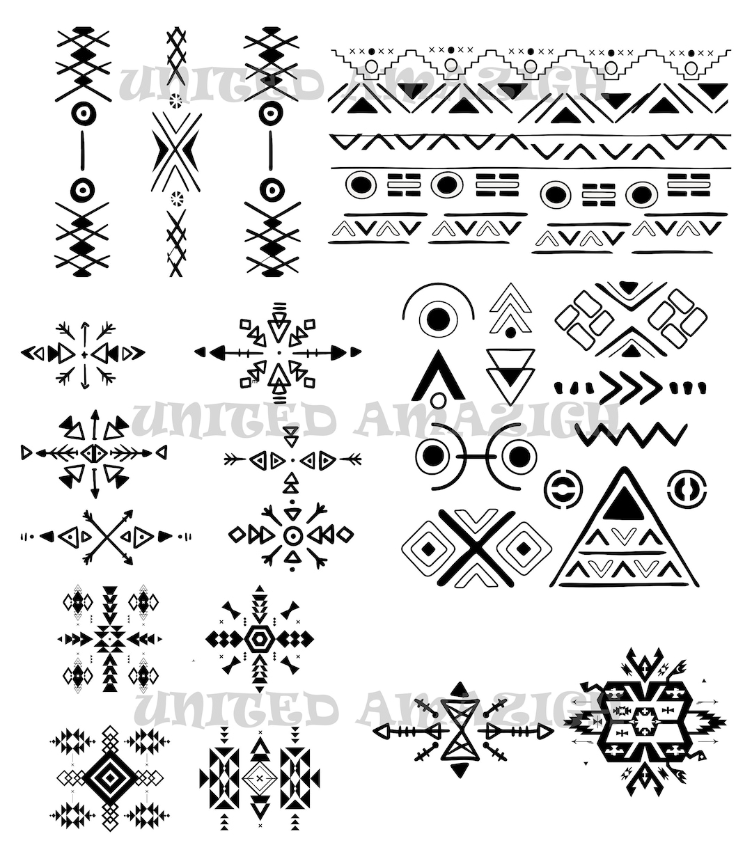 Amazigh Tattoo Stamps Africa Cultural Art Berber Brush Set Etsy