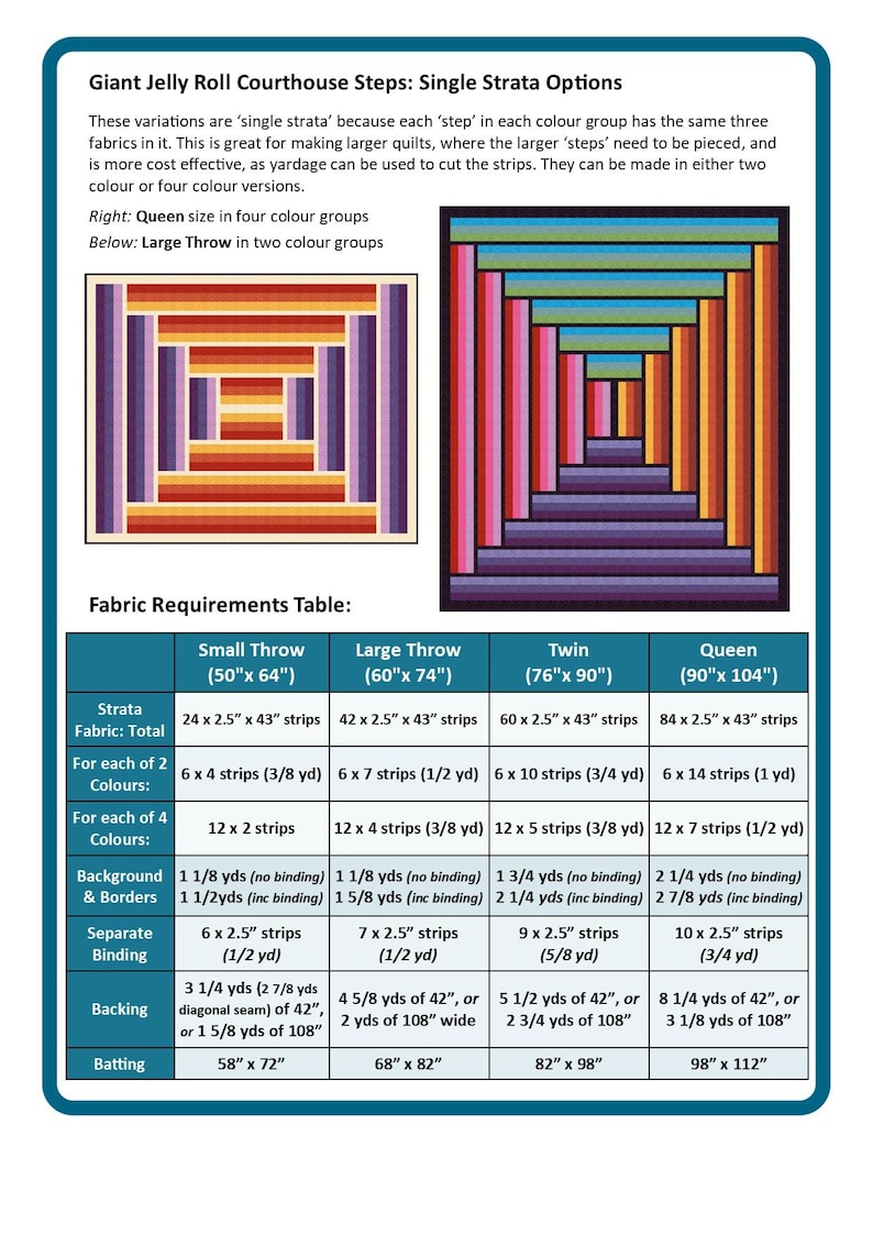 Jelly Roll Giant Courthouse Steps Quilt Pattern: Beginner Friendly (PDF ...