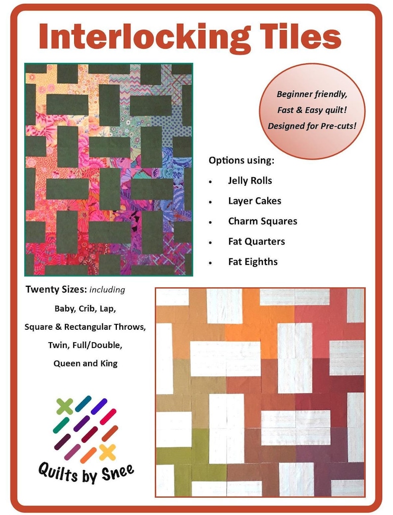 Interlocking Tiles Quilt Pattern PDF: Fun, Fast & Easy Beginner Quilt ...