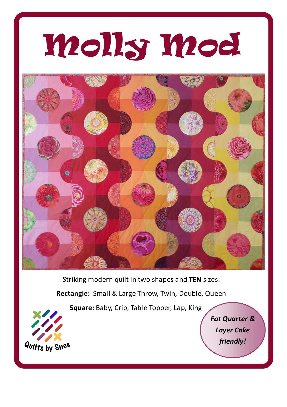 Funky Modern Curvy Quilt Pattern in TEN Sizes and 2 Shapes. - Etsy