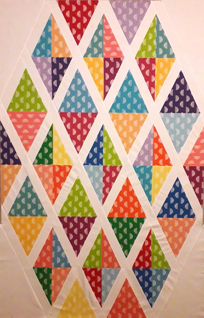 Sashed Magic Diamonds Quilt Pattern PDF: Fast, Easy Method Turns ...