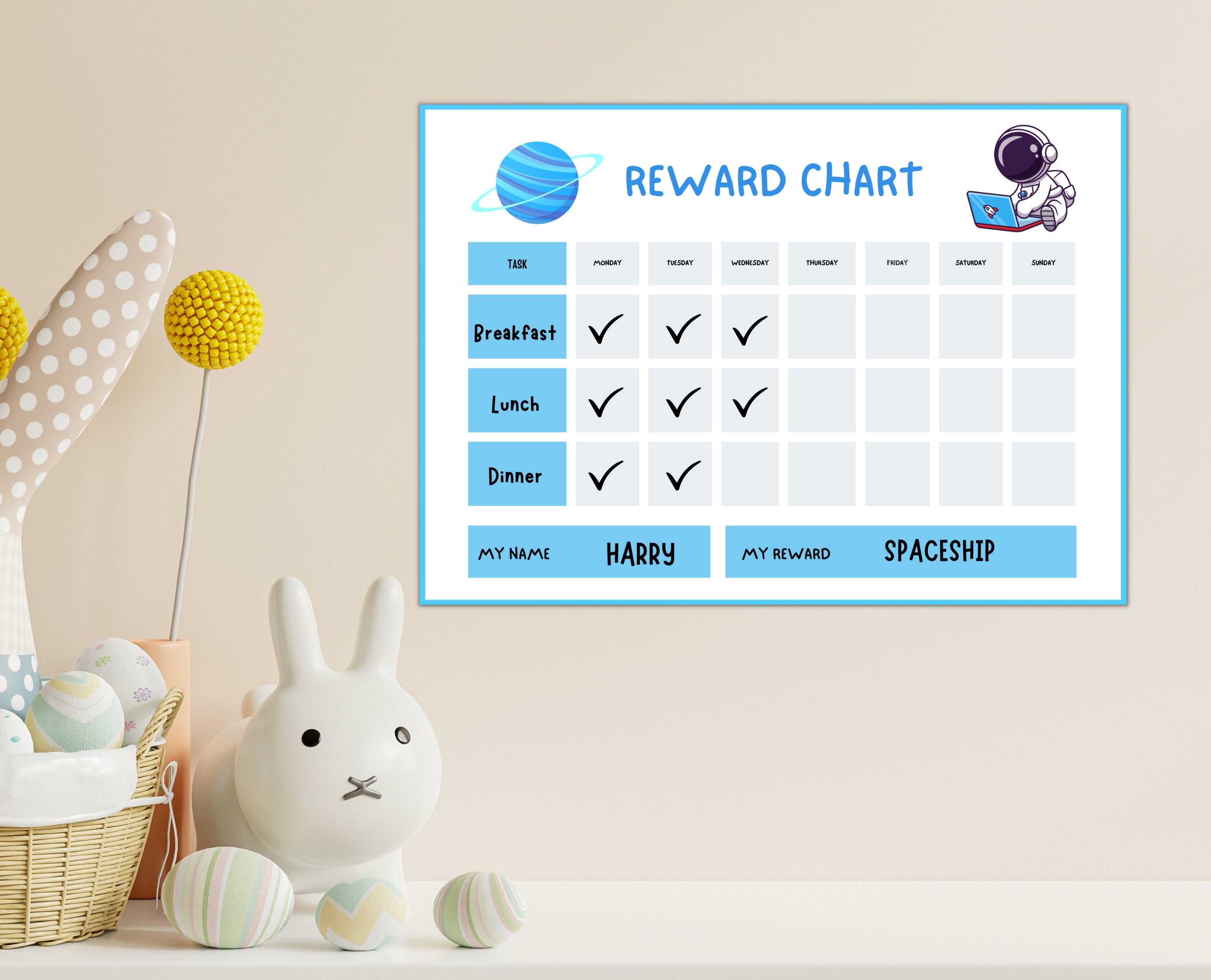 Chore Chart for Kids, Printable Behavior Chart, Breakfast Lunch Dinner ...