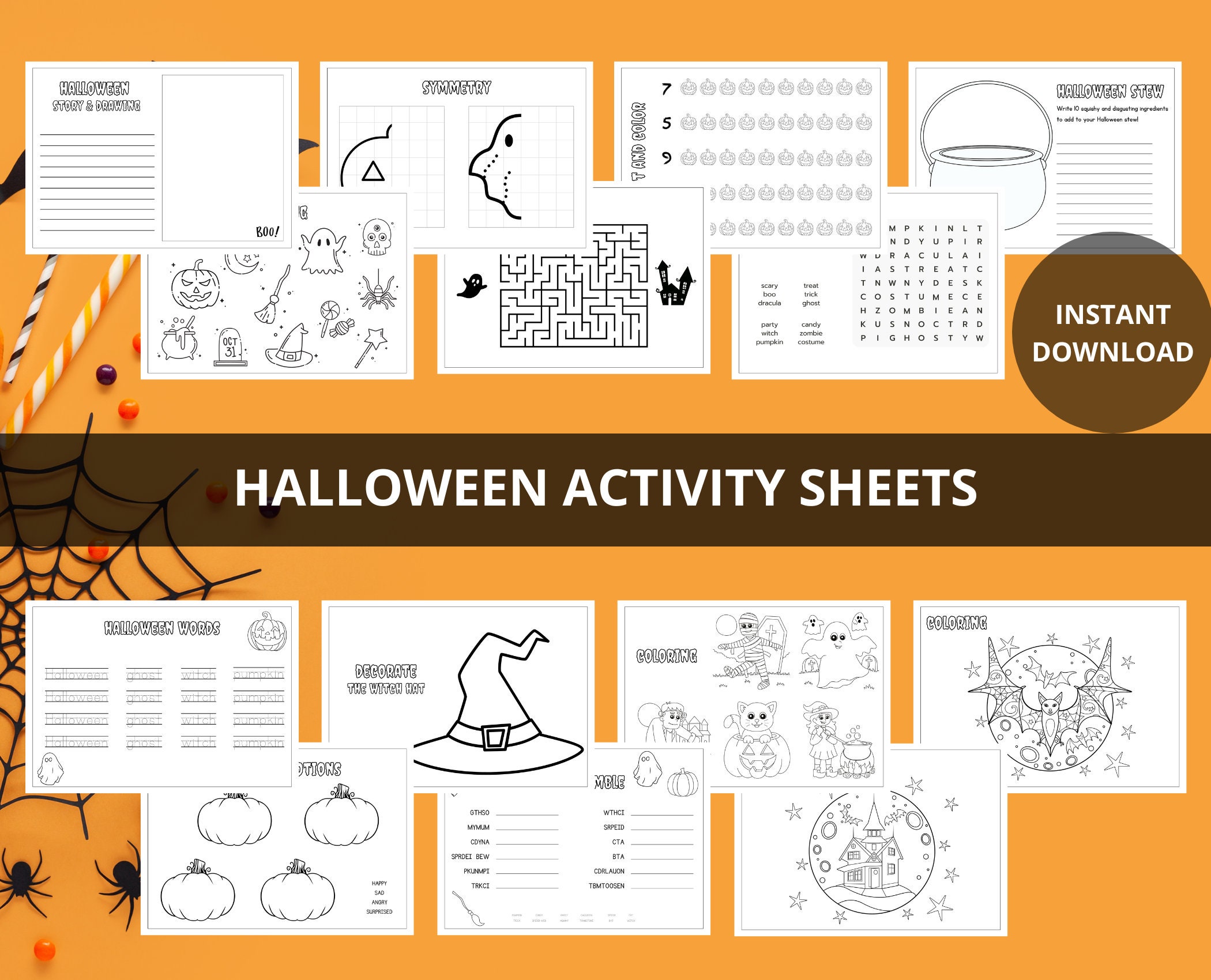 Printable Halloween Activity Bundle, Halloween Activity Pack for Kids ...