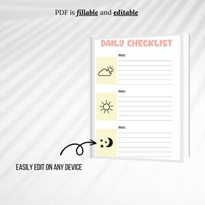 Editable and Printable Daily Checklist for Kids, School Day Checklist ...