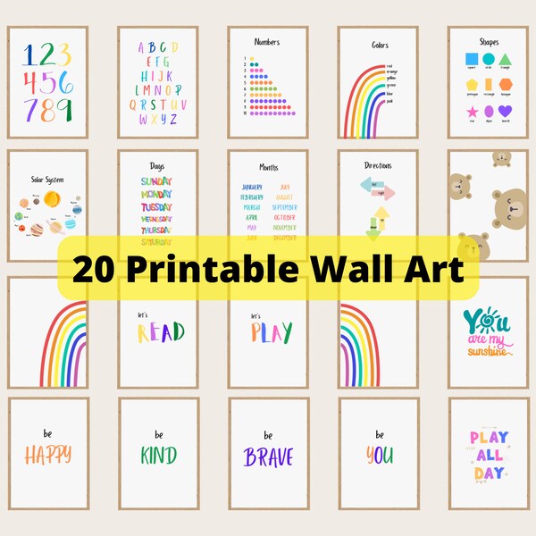 Printable Kids Room Wall Art, Christmas Wall Art, Original Watercolor ...