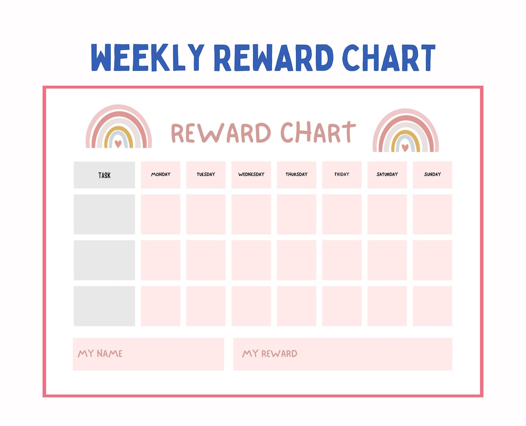 Chore Chart for Kids, Printable Daily Weekly Reward Chart for Kids ...
