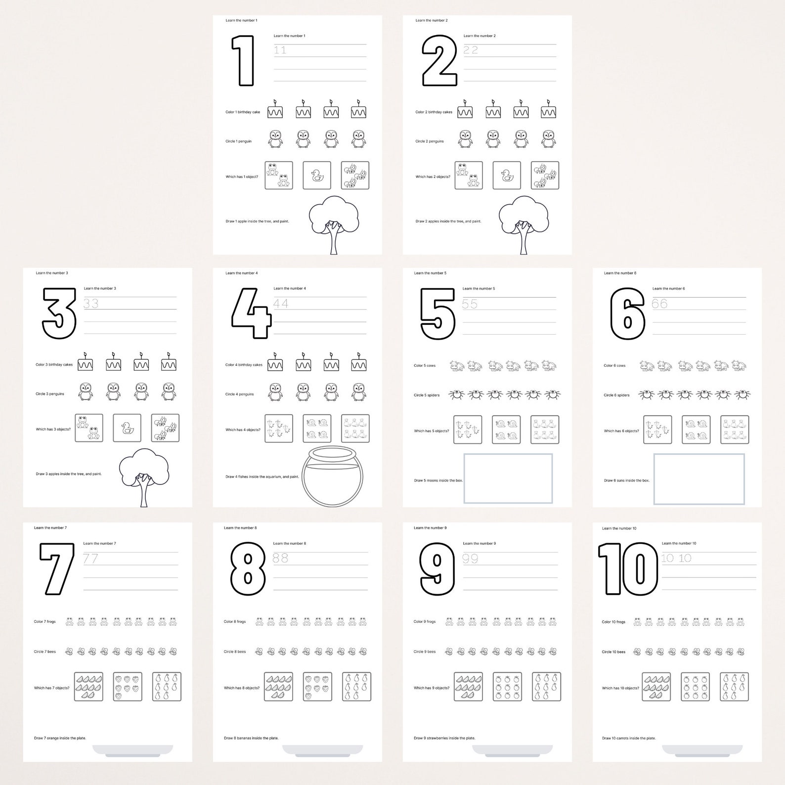 Printable Math Activity Book for Kids, Preschool Toddler Activity Book ...