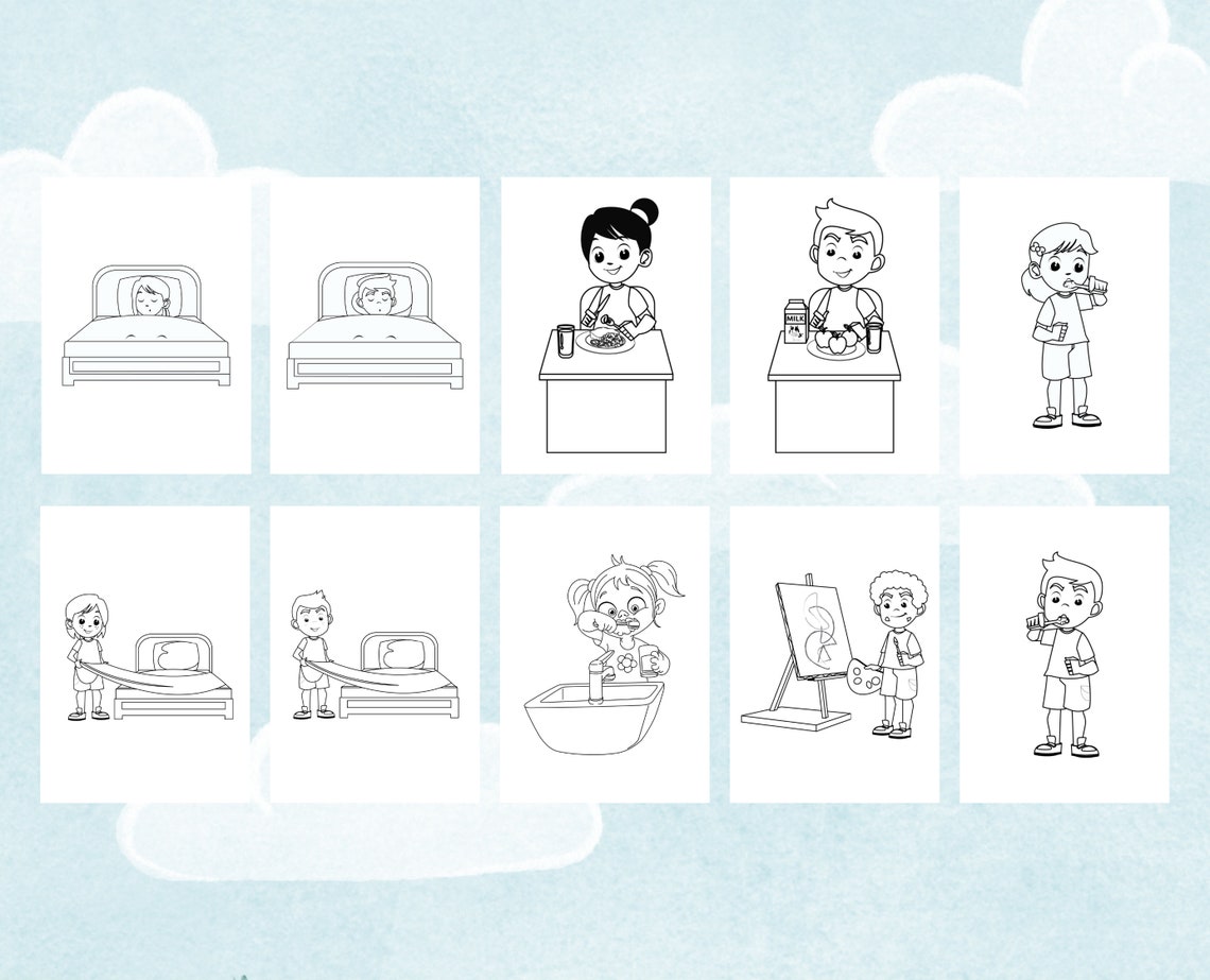 Printable Daily Routine Coloring Pages, Kids Chore Activities - Etsy