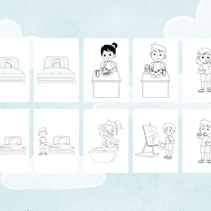 Printable Daily Routine Coloring Pages, Kids Chore Activities - Etsy