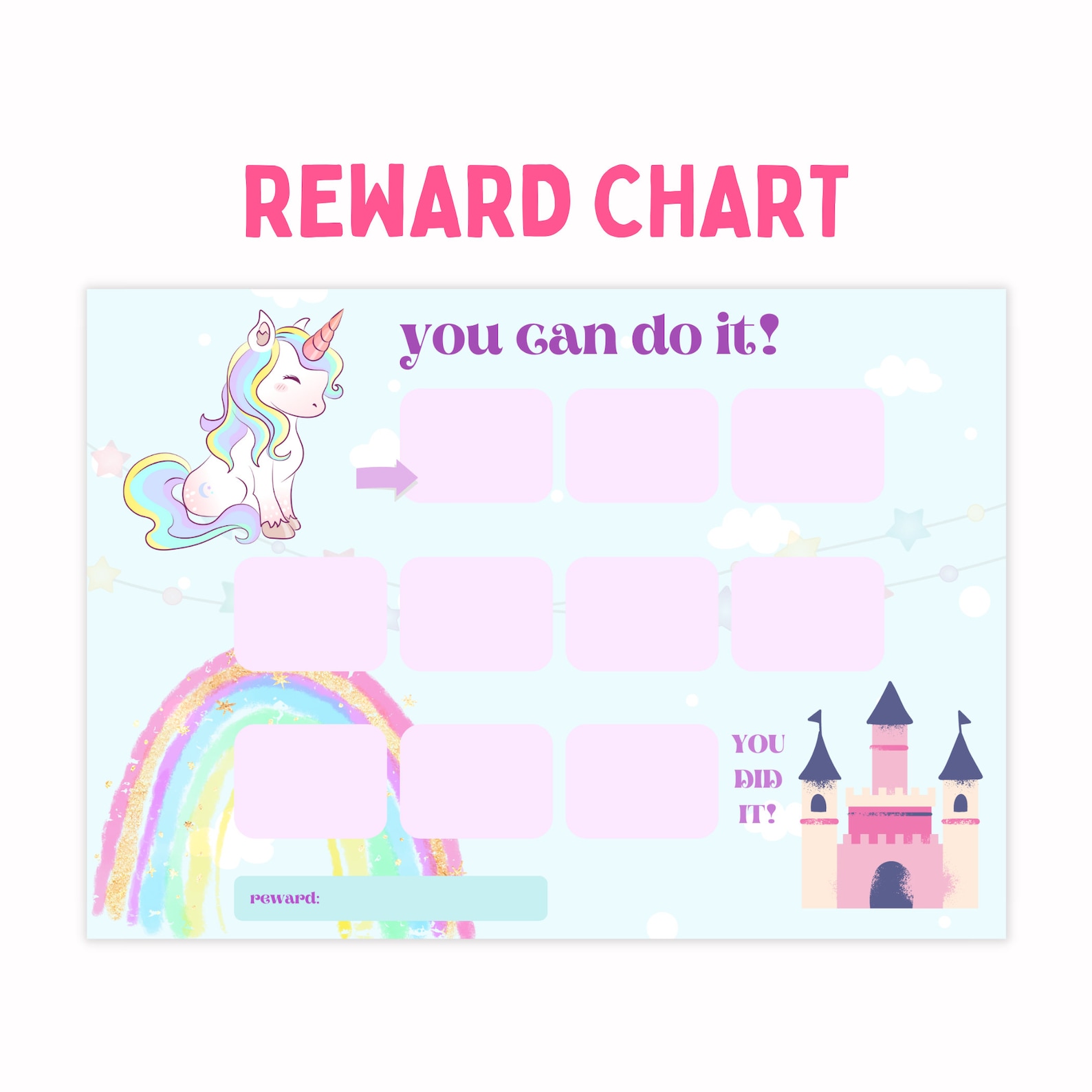 Unicorn Reward Chart, Printable Kids Reward Checklist - Etsy