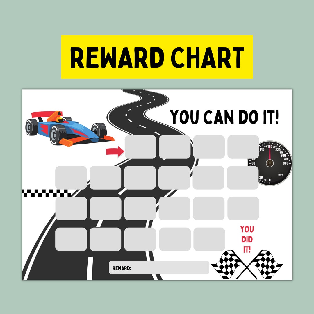 Car Race Printable Reward Checklist, Daily Routine for Kids, Planner ...