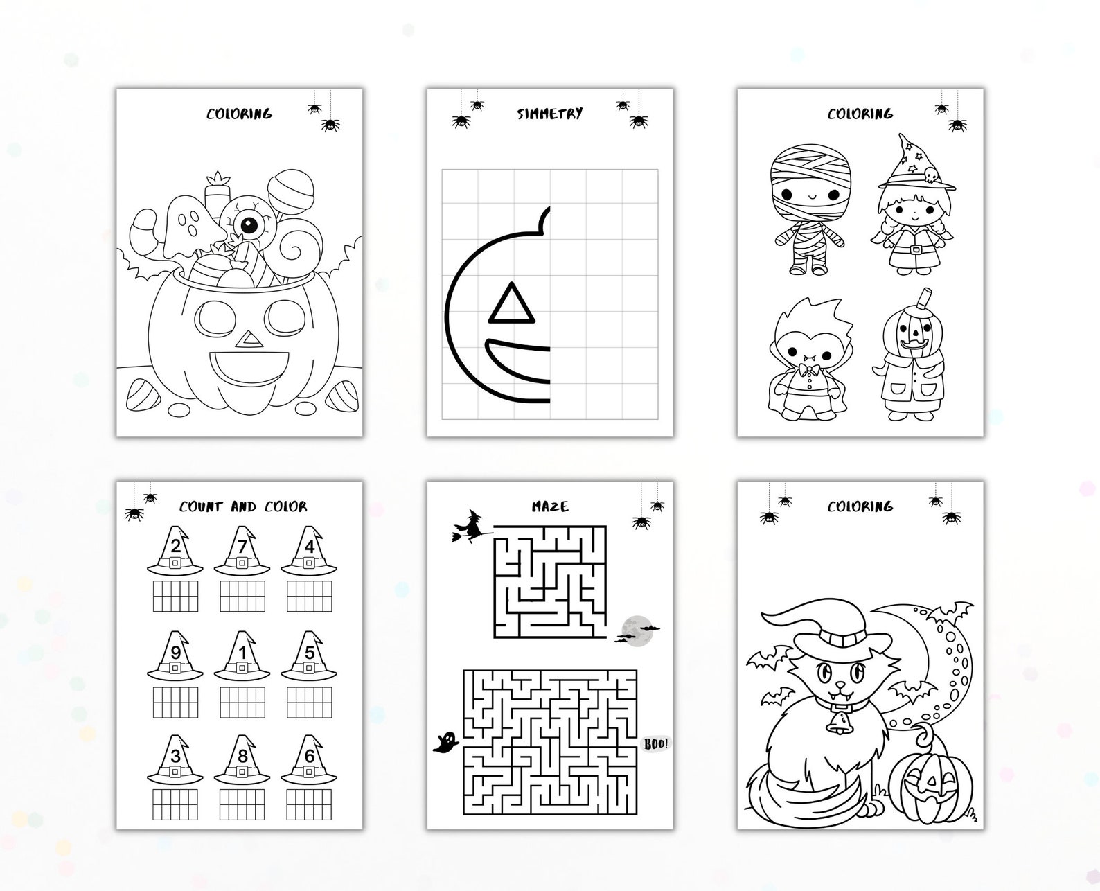 Printable Halloween Activity Pages, Halloween Activity Pack - Etsy