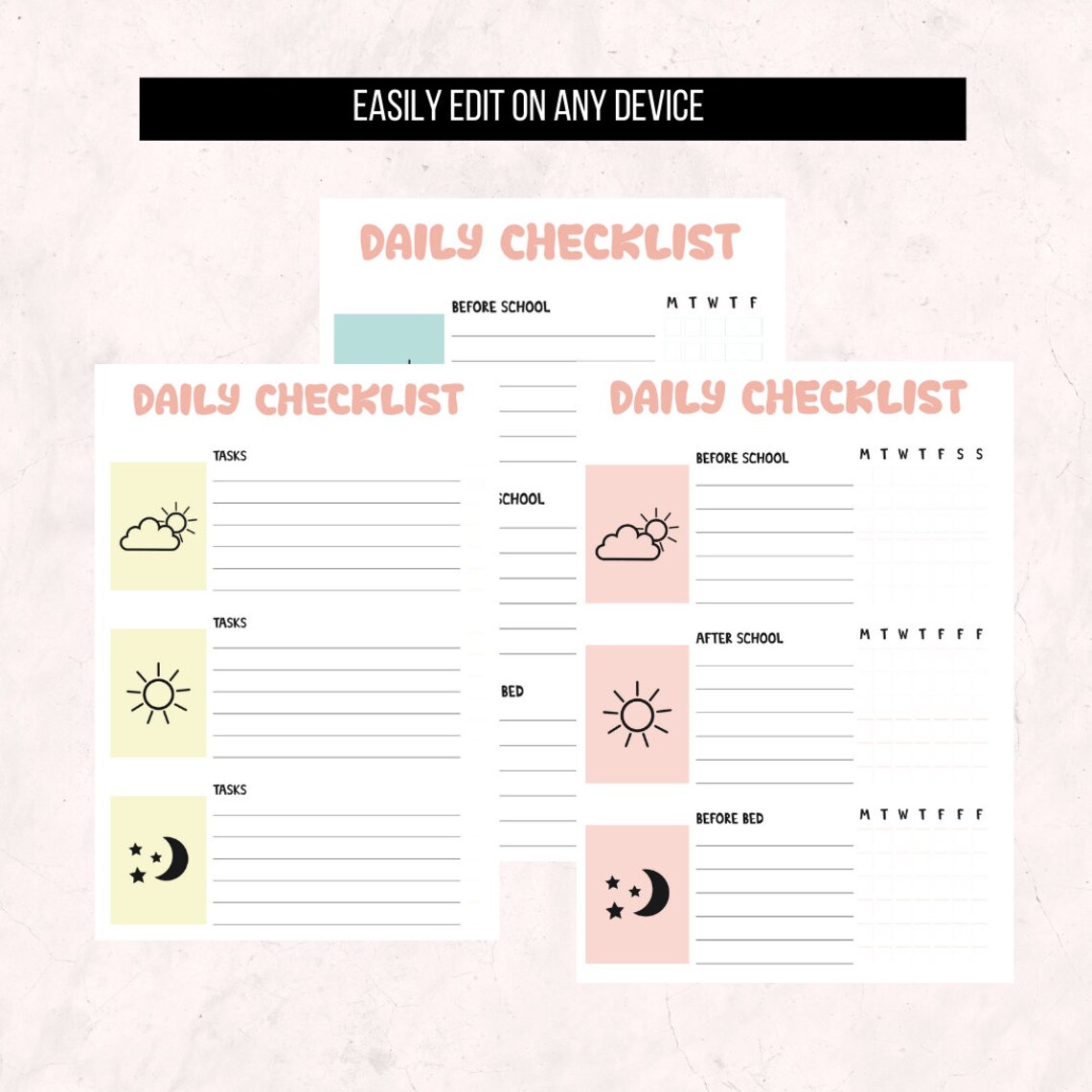 Printable Daily Checklist, Daily Routine, Planner Printable, Digital ...