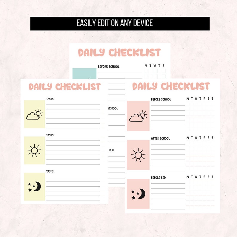 Printable Daily Checklist Daily Routine Planner Printable - Etsy
