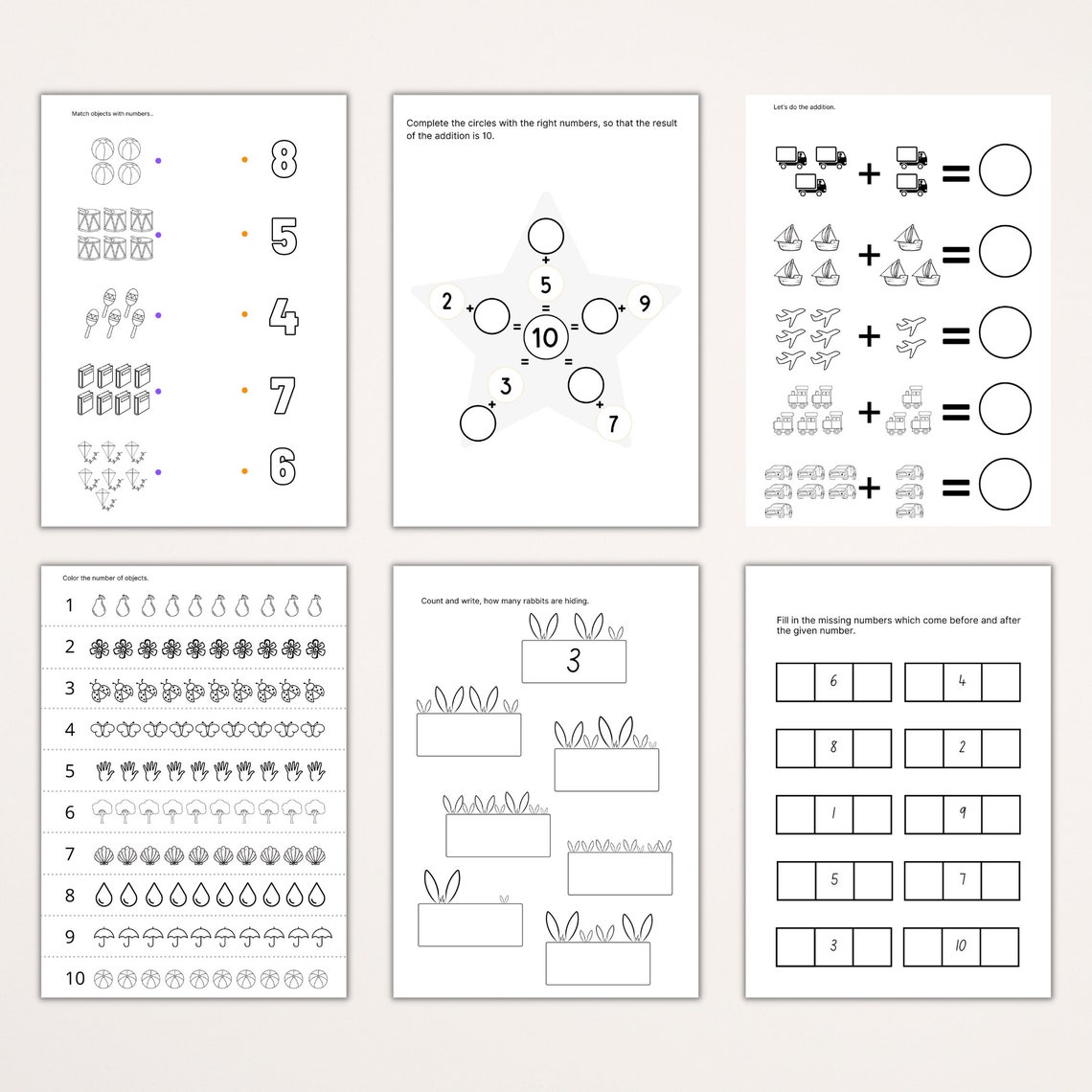 Printable Math Activity Book for Kids, Preschool Toddler Activity Book ...