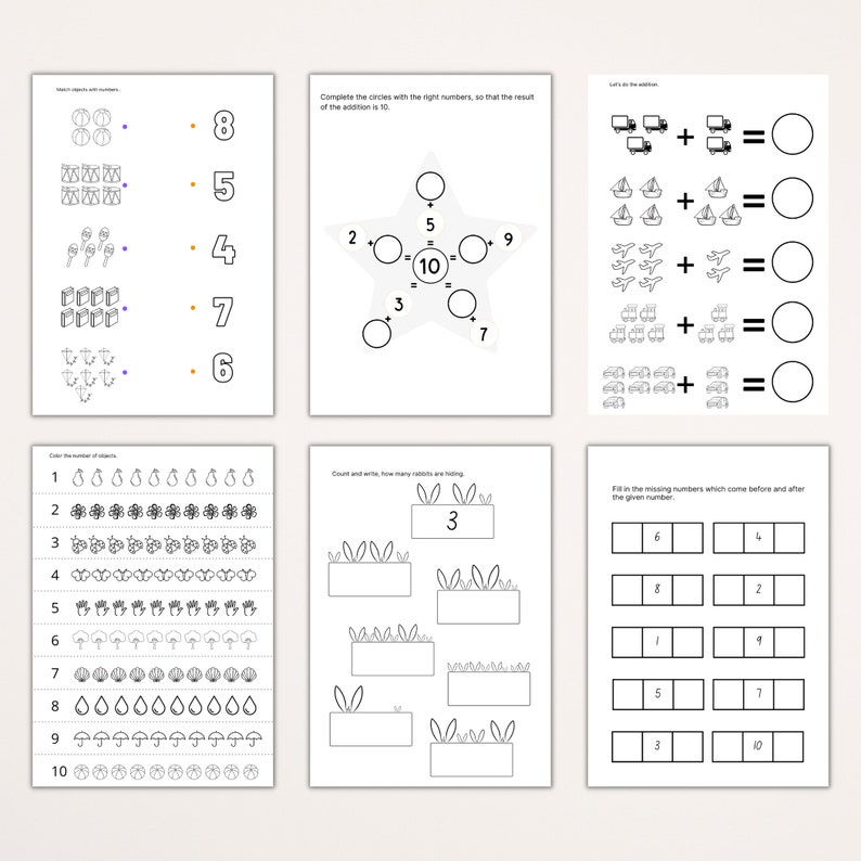 Printable Math Activity Book for Kids, Preschool Toddler Activity Book ...